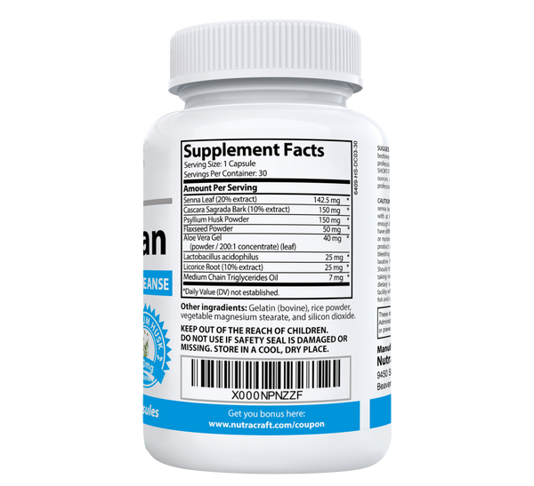 ColonClean 15 Day Colon Cleanse & Detox - 30 Capsules | Nutracraft